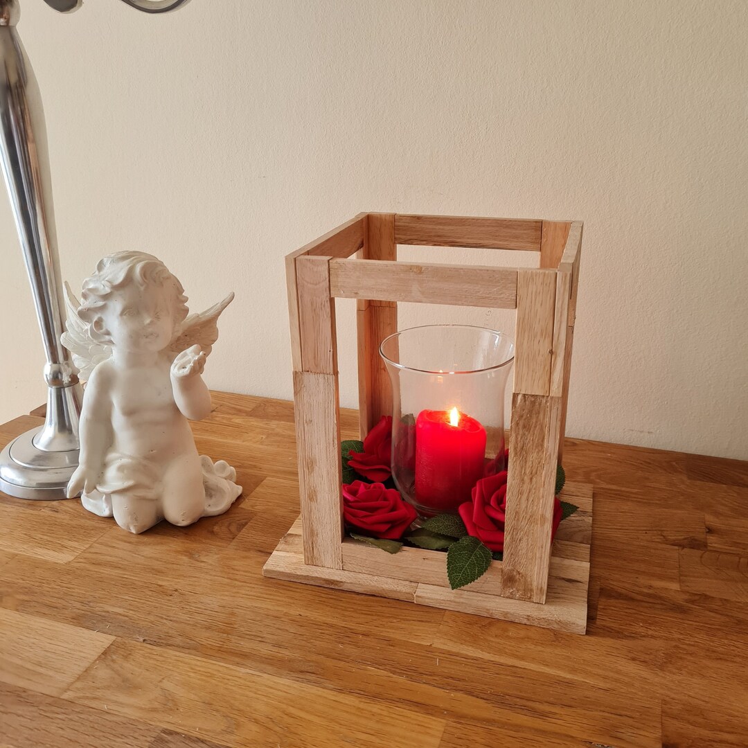 Romantic Lantern With Roses and Glass Insert, Lantern for Indoors and ...