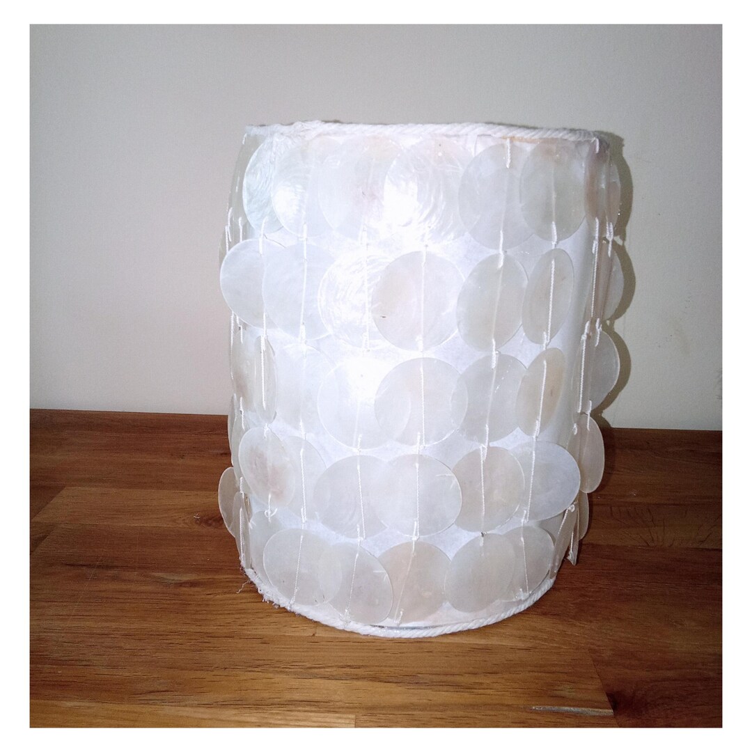 LED Lamp Made of Capiz Shells, Table Lamp Made of Capiz Shells With LED ...