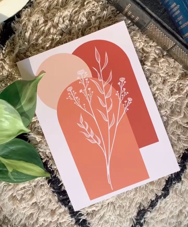 Boho Poster Illustration Flowers Wall Art Decoration | Etsy Canada