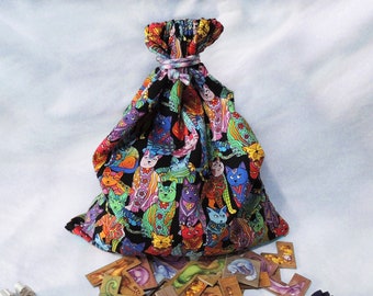 Colorful Tabby Cats Drawstring Bag 9.5 by 12.25 Fully | Etsy