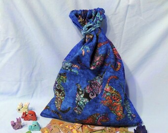 Colorful Tabby Cats Drawstring Bag 9.5 by 12.25 Fully | Etsy