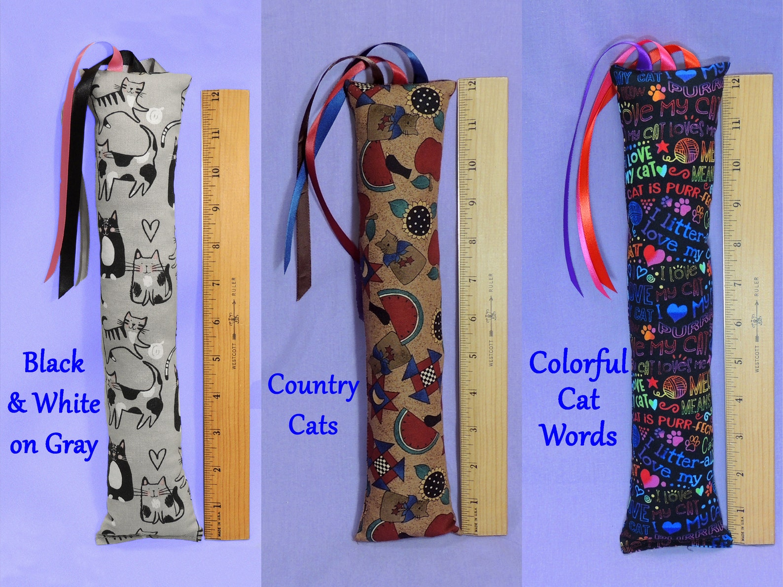 Large Cat Kicker Toy With Ribbons. 12 to 13 Long. Quality Catnip Silver ...