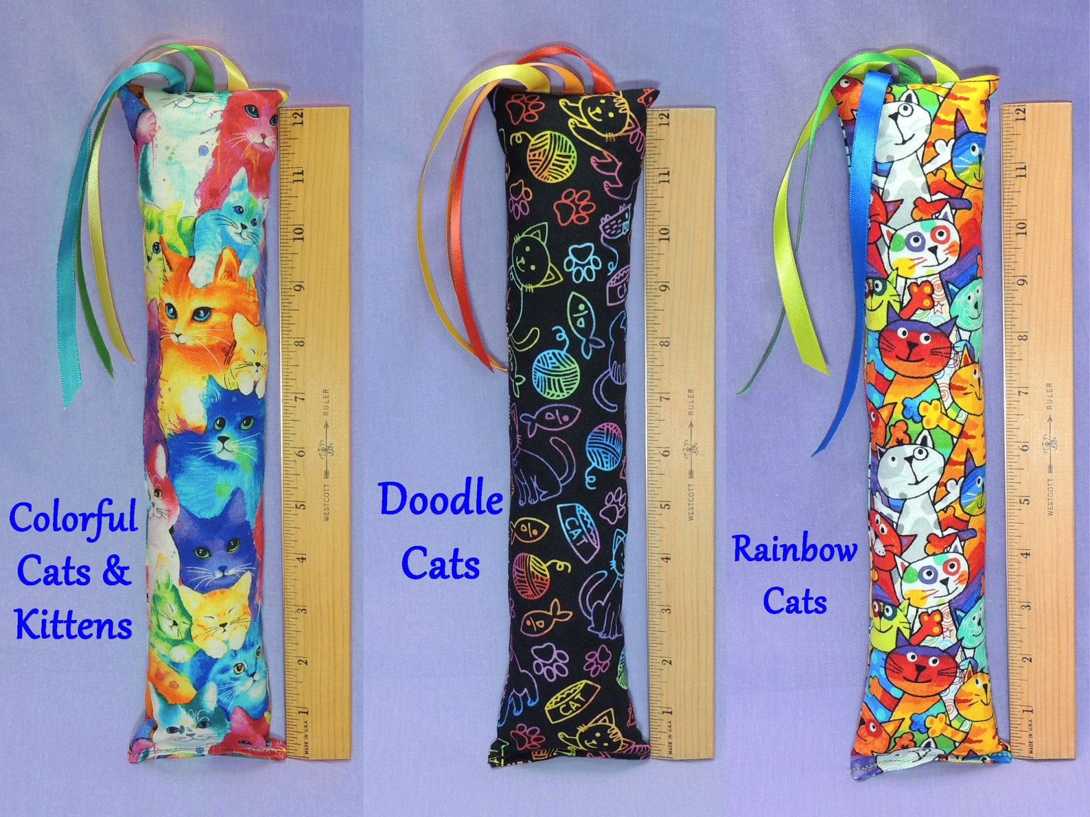 Large Cat Kicker Toy With Ribbons. 12 to 13 Long. Quality Catnip Silver ...