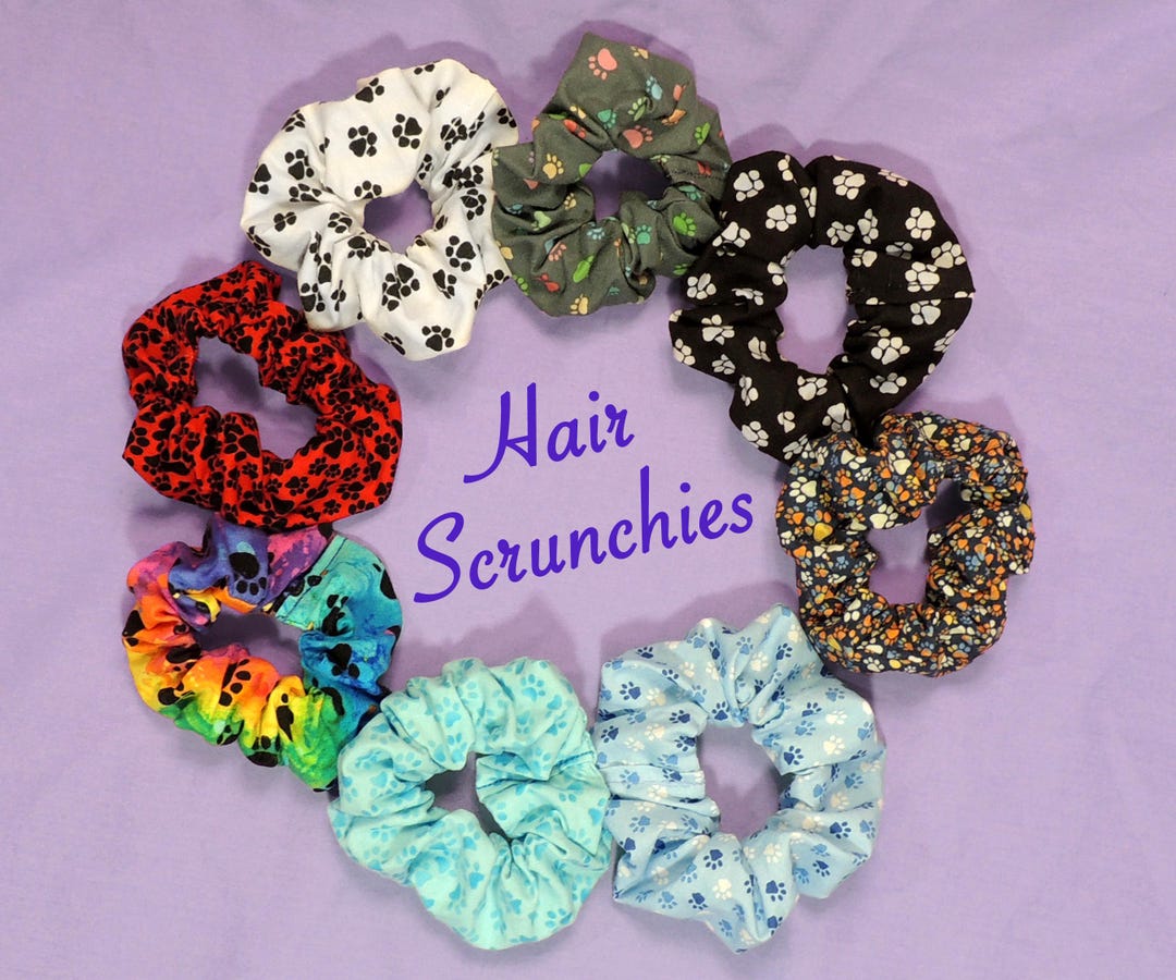 Paw Print Themed Handmade Hair Scrunchies for Dog and Cat Lovers ...