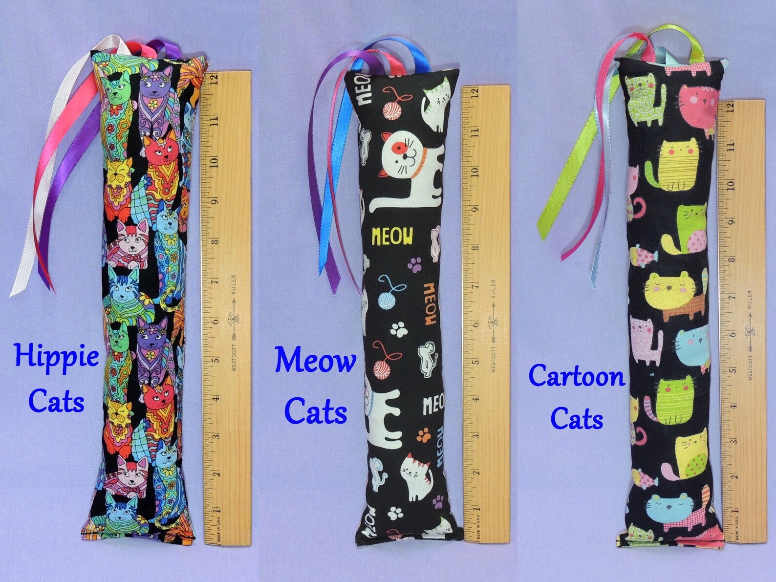 Large Cat Kicker Toy With Ribbons. 12 to 13 Long. Quality Catnip Silver ...