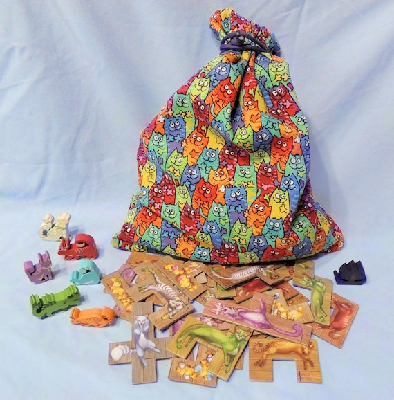 Colorful Tabby Cats Drawstring Bag 9.5 by 12.25 Fully | Etsy