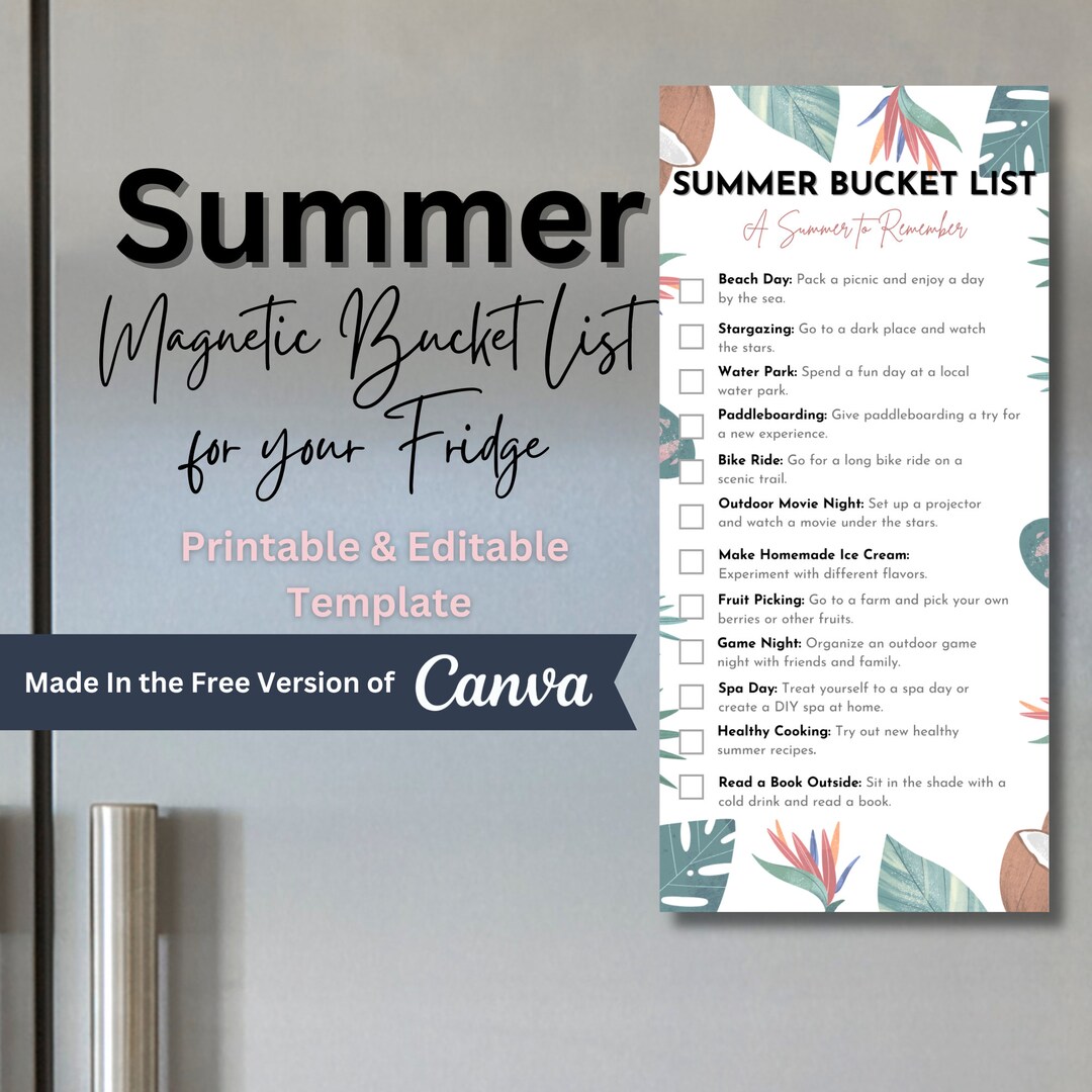 Summer Bucket List Digital Download Bucket List Template to Do List ...