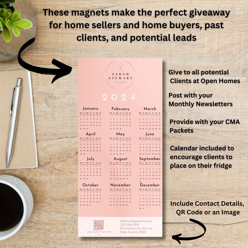 2024 Real Estate Marketing Calendar Magnet for Real Estate Agents ...