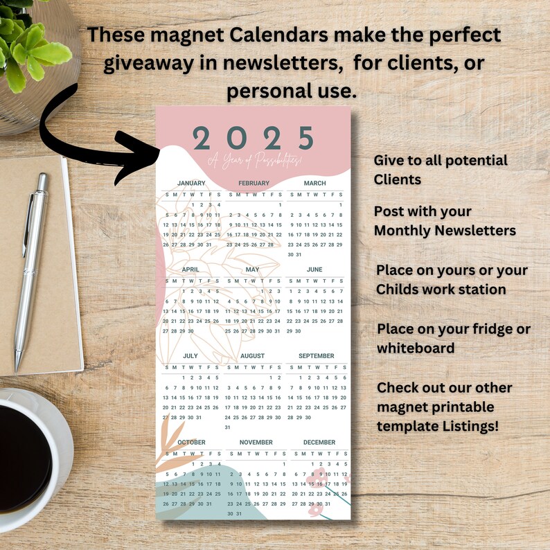 2025 Calendar, Magnetic Calendar for Fridge, Magnetic Fridge Magnet ...