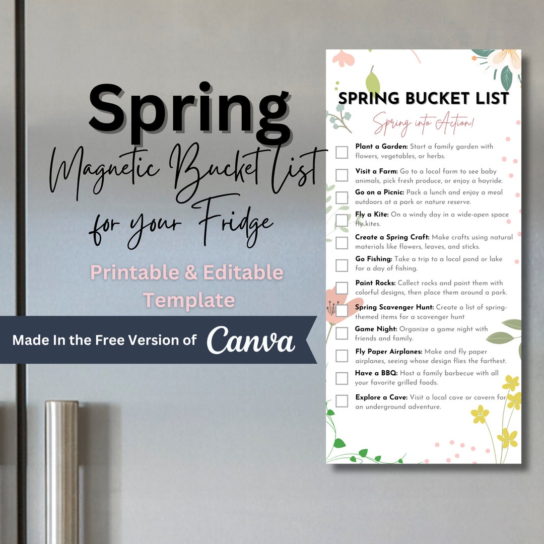 Spring Bucket List Digital Download Bucket List Template to Do List ...