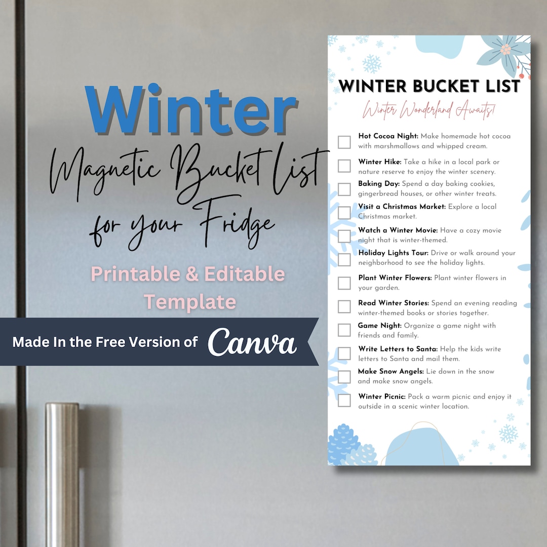 Winter Bucket List Digital Download Bucket List Template to Do List ...