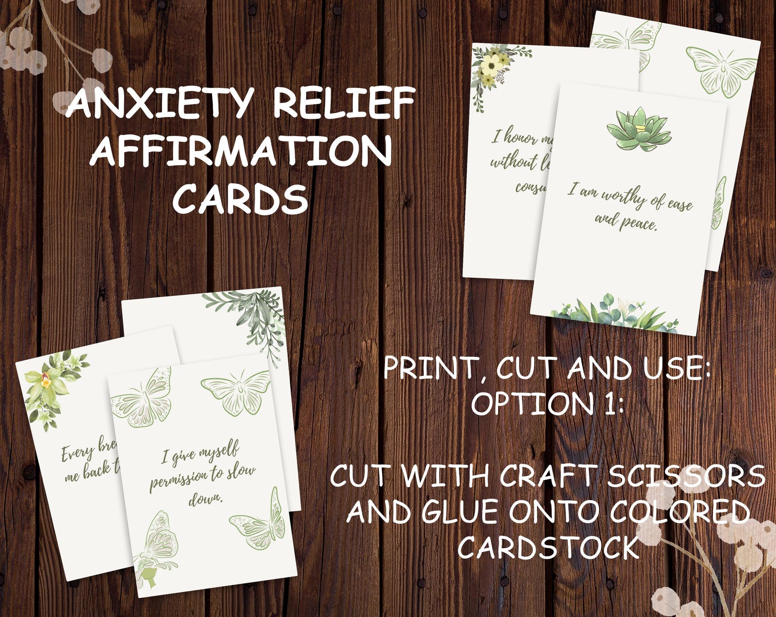 Digital Affirmation Cards for Anxiety Relief | Self-care Daily ...