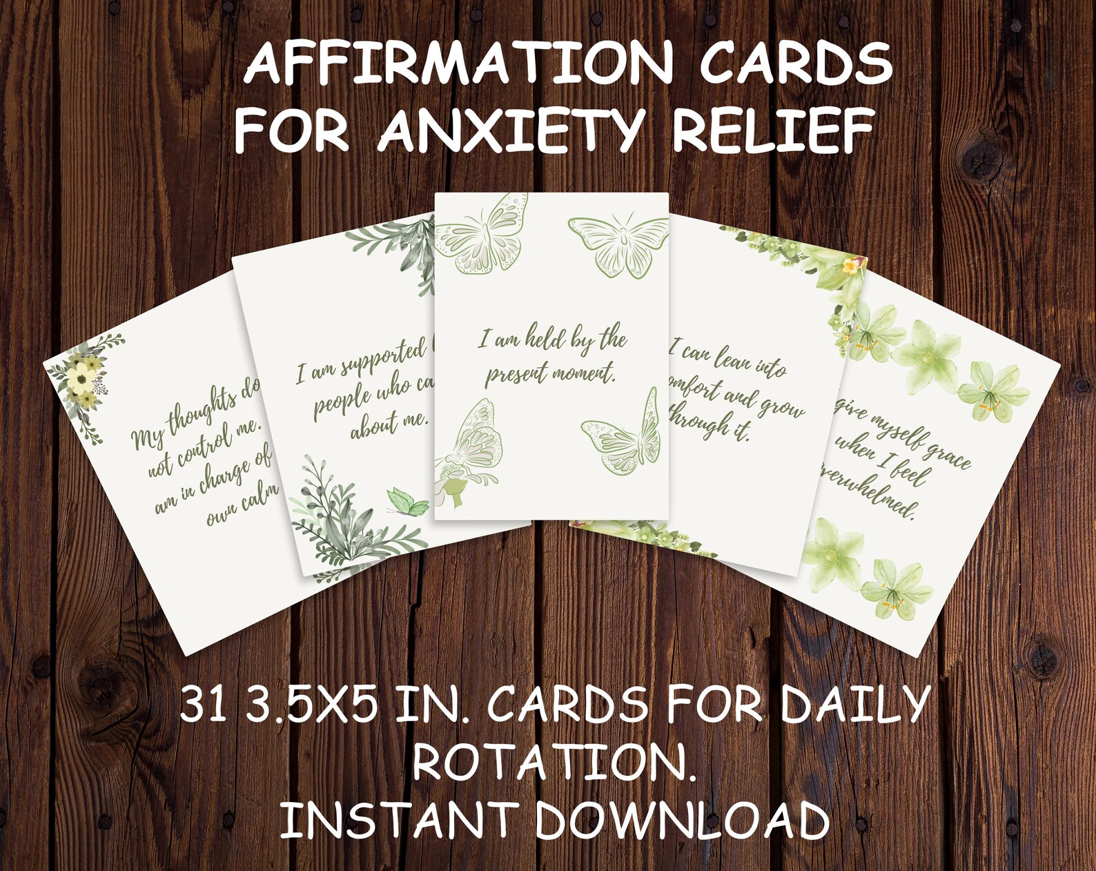 Digital Affirmation Cards for Anxiety Relief | Self-care Daily ...