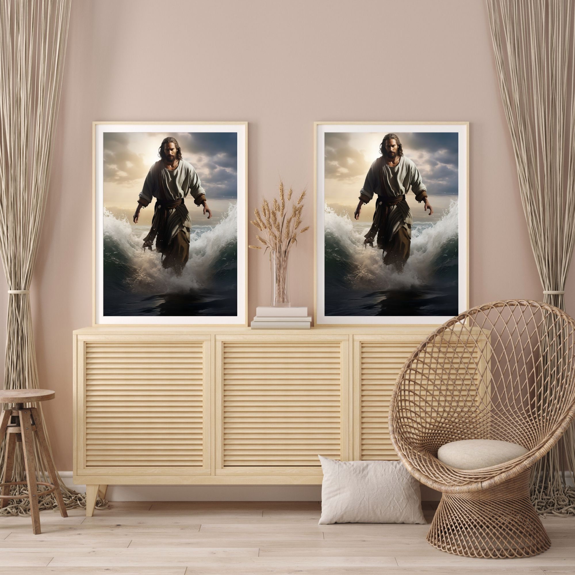 Jesus Walks on Water Living Room Wall Art Jesus Picture Home Decor ...