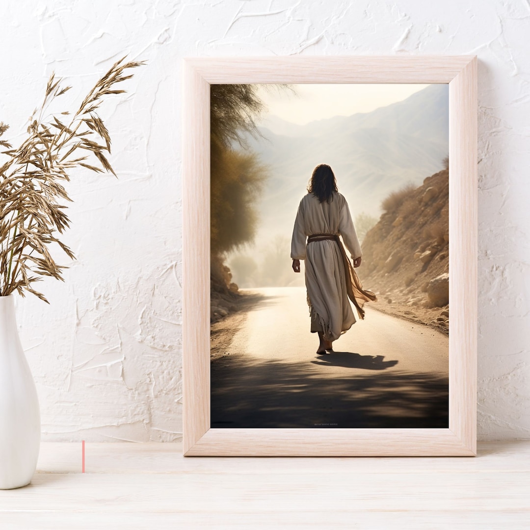 Jesus on the Path Christian Art Printable Christ Walking the Path Road ...