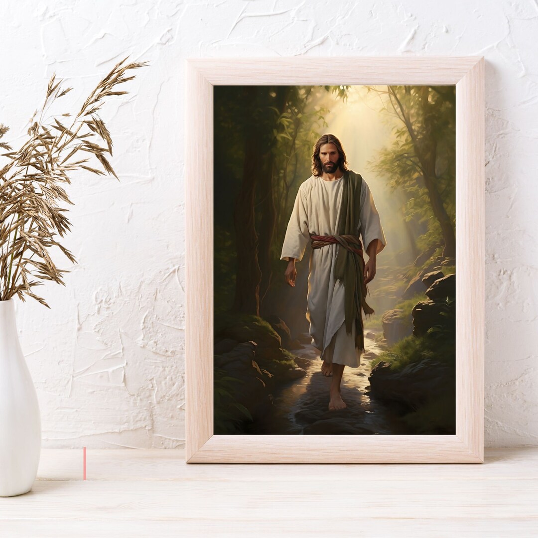 Jesus on the Path Christian Art Printable Christ Walking the Path Road ...