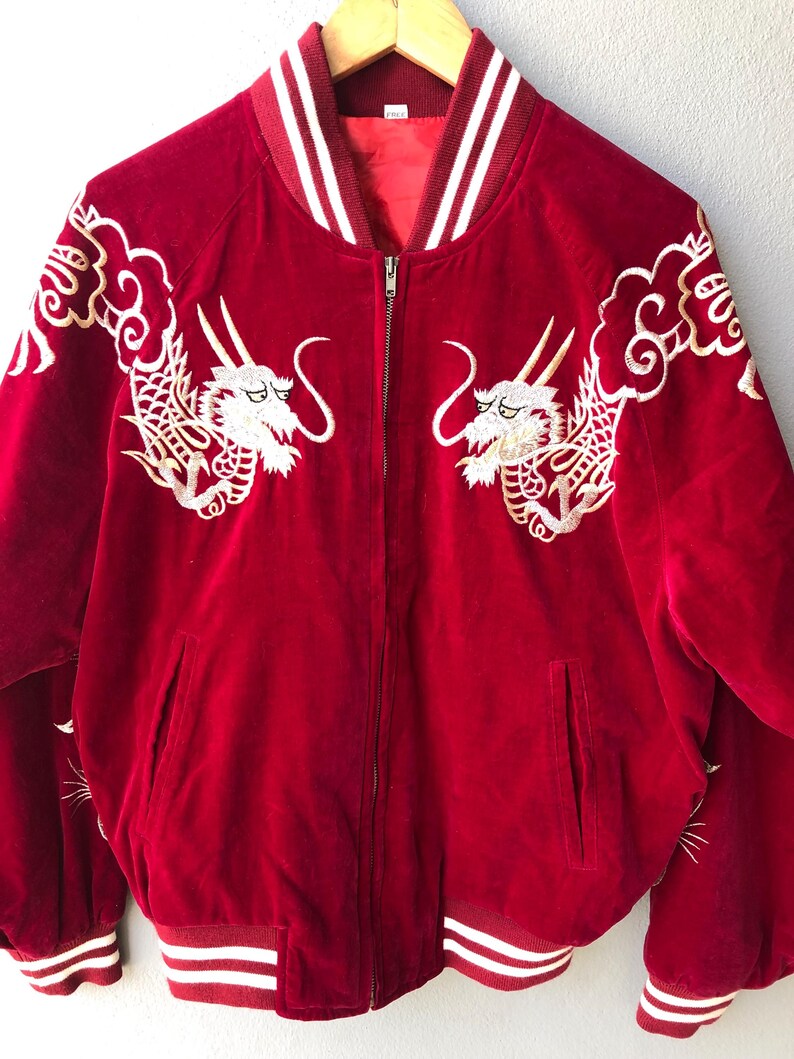 Vintage Sukajan Red Valvet Dragon Jacket Super Rare - Etsy