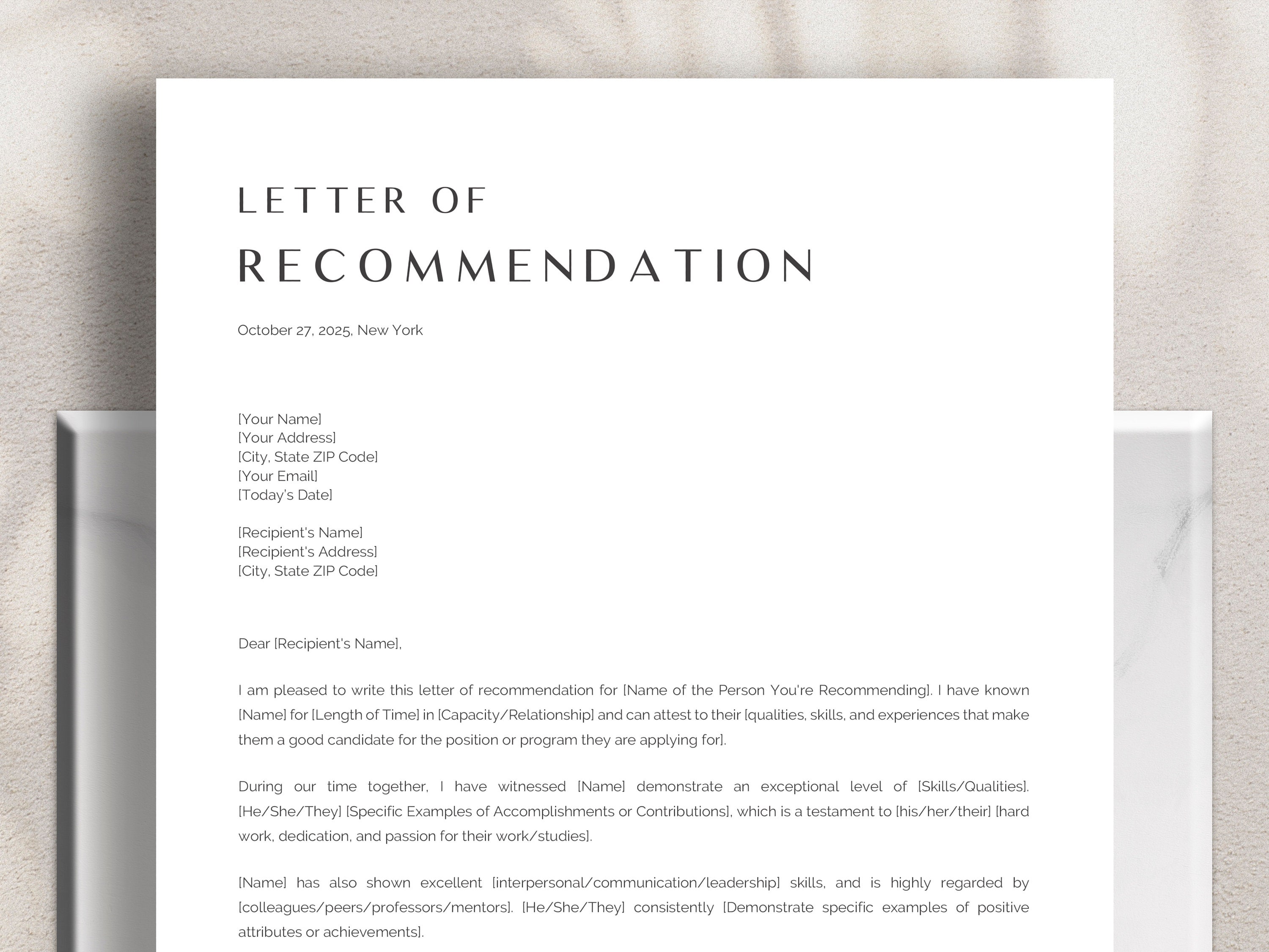 Letter Of Recommendation Template Word Pages Professional
