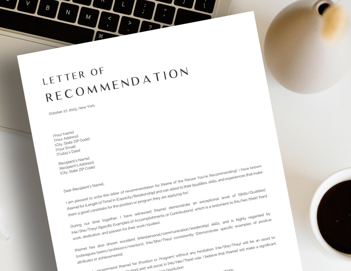 Letter of Recommendation Template Word & Pages, Professional ...