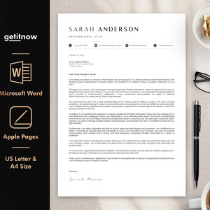 Cover Letter Template for Microsoft Word & Apple Pages, Sample Letter ...