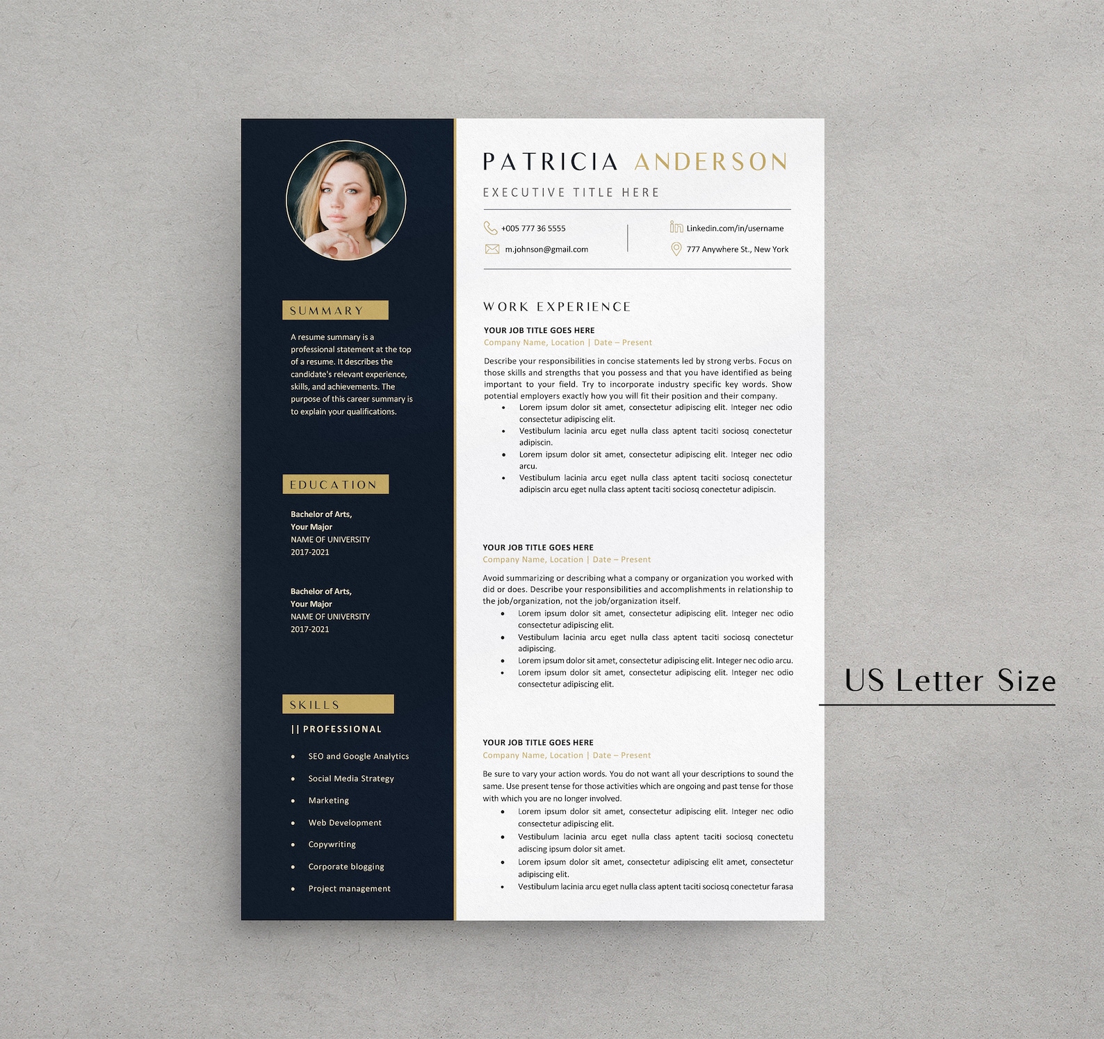 Resume - Professional Cv Template 2025 - Executive Resume Template Word ...