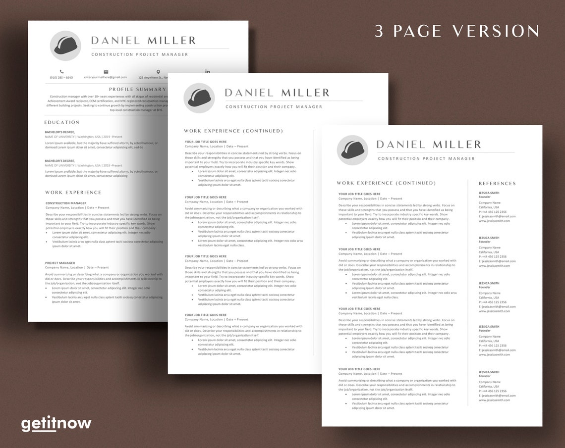 Senior Construction Project Manager Resume Word Template, Assistant ...