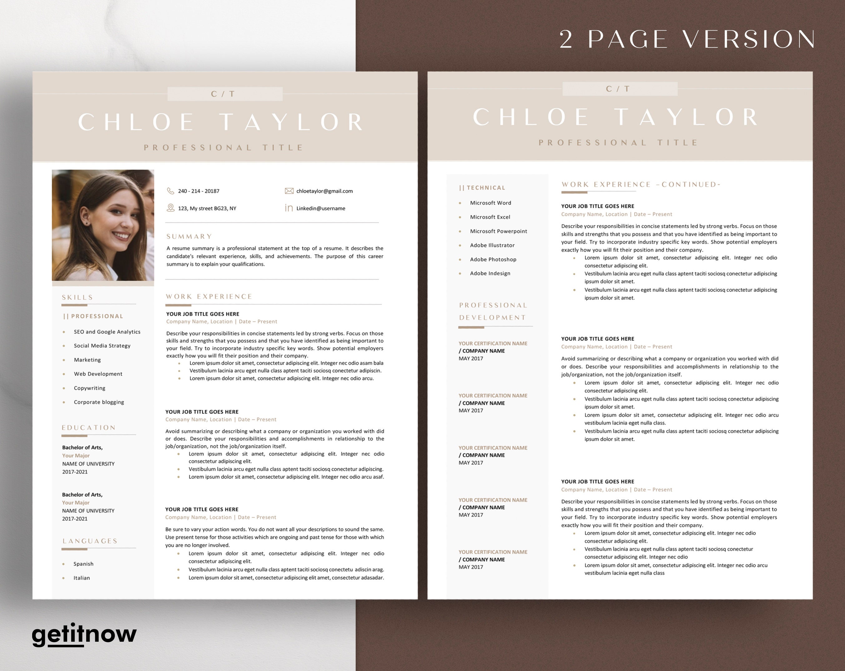 Executive Resume Template Google Docs, Word & Apple Pages, Modern 1-3 ...