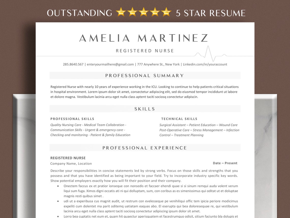Nurse Resume Template for Google Docs, Word, Pages | Medical Resume ...