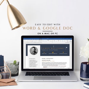 Resume Template, Professional CV Template Word & Google Docs, Modern ...