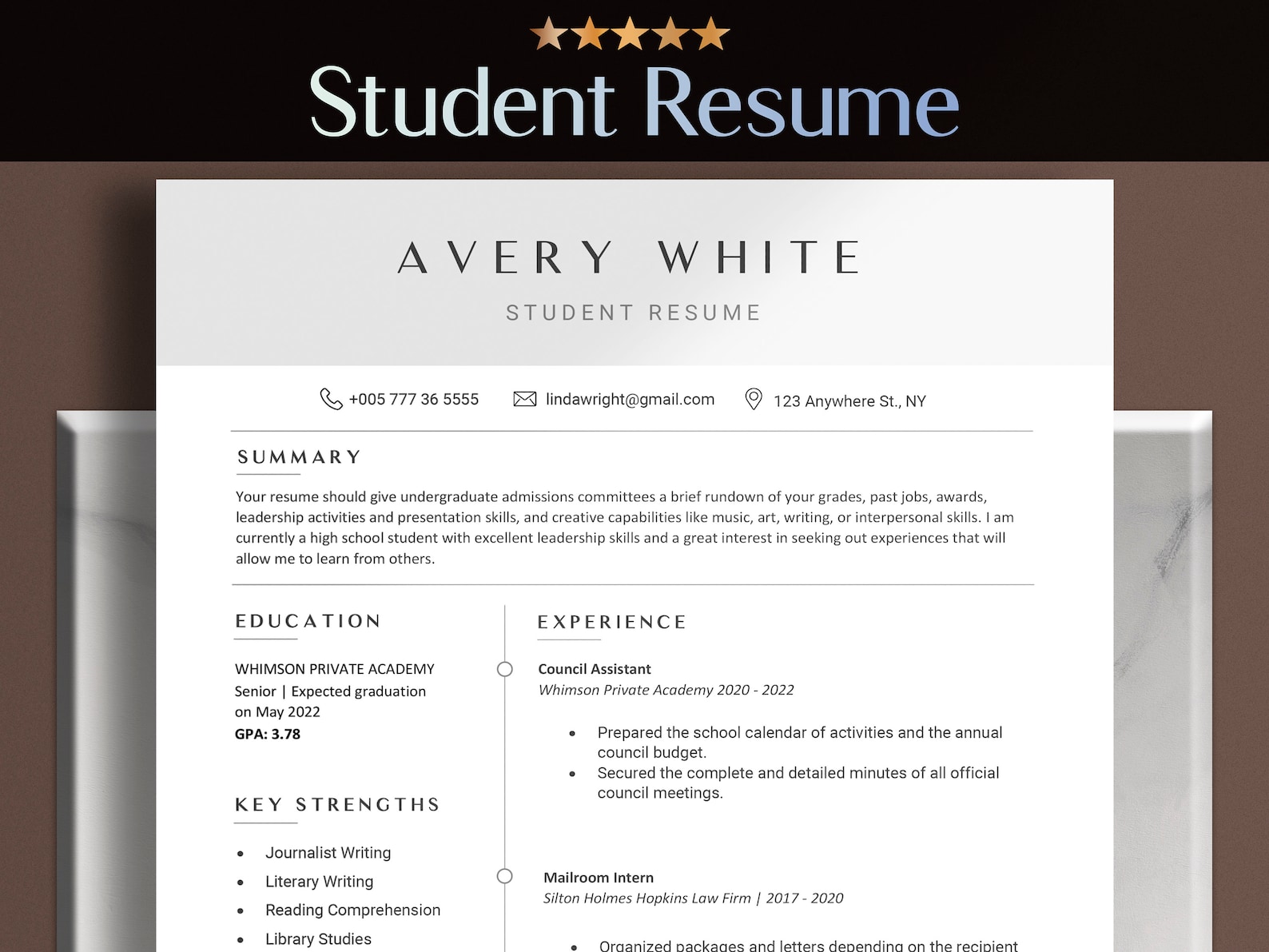 High School Student Resume With No Work Experience Template | Resume ...