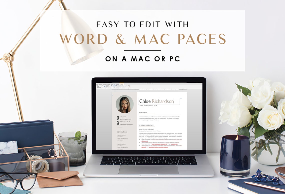 Resume Template, Professional Resume Template Word & Mac Apple Pages ...