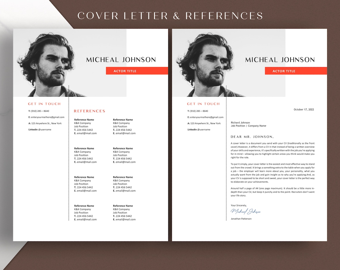 Professional Actor Resume Template Google Docs & Word, Actors Resume ...