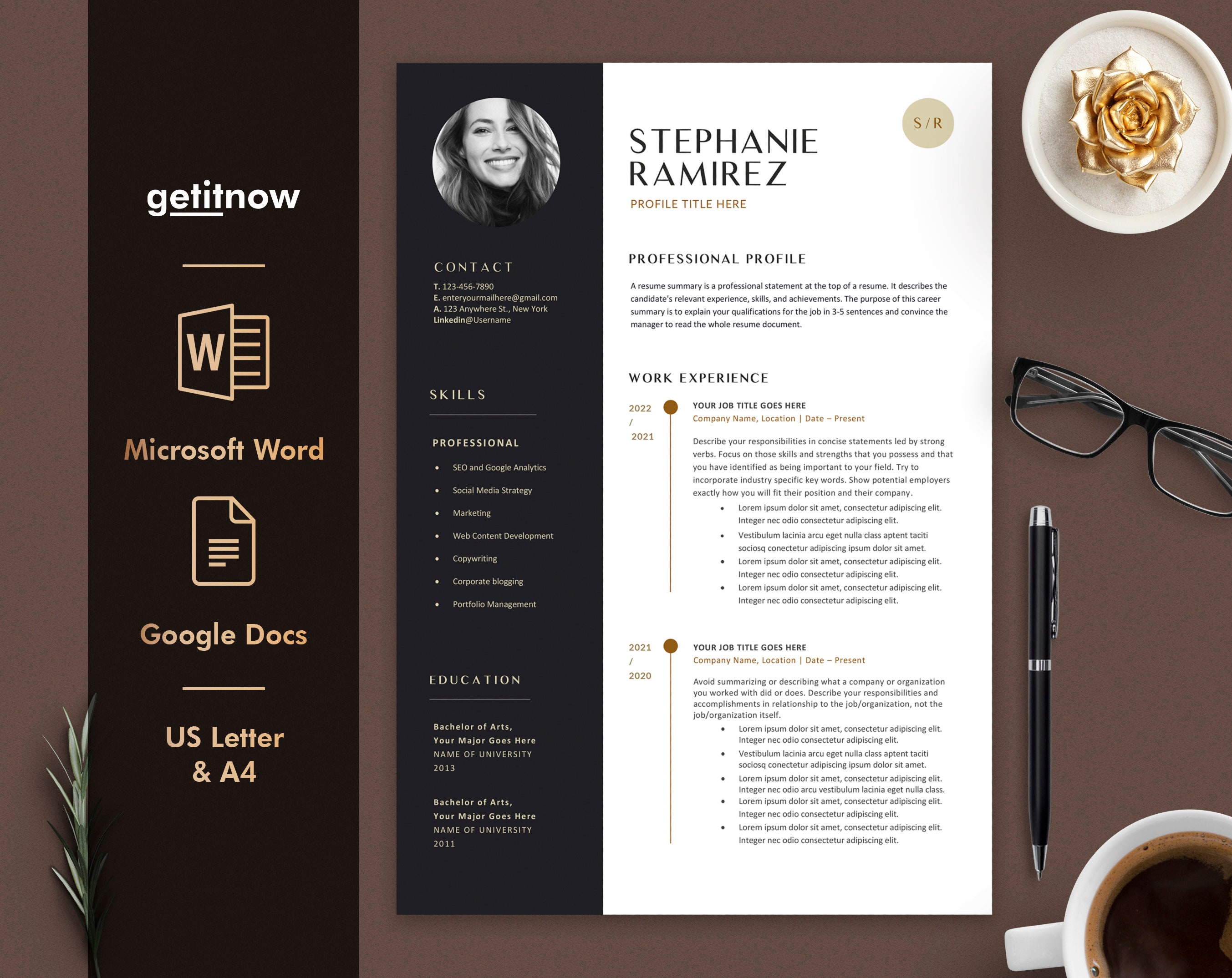 Executive Resume Template Google Docs | Modern C Level Resume Template ...