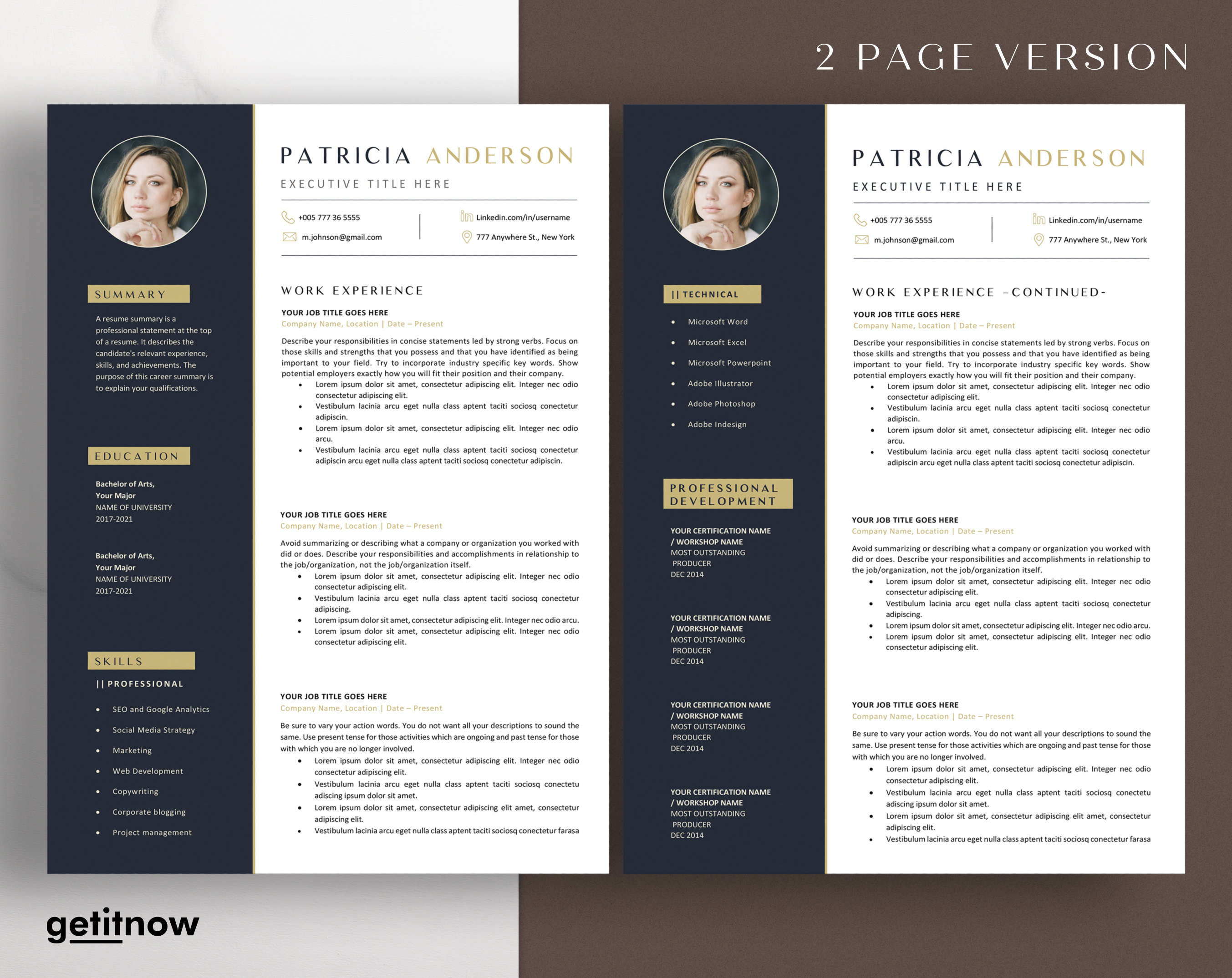 Resume - Professional Cv Template 2025 - Executive Resume Template Word ...