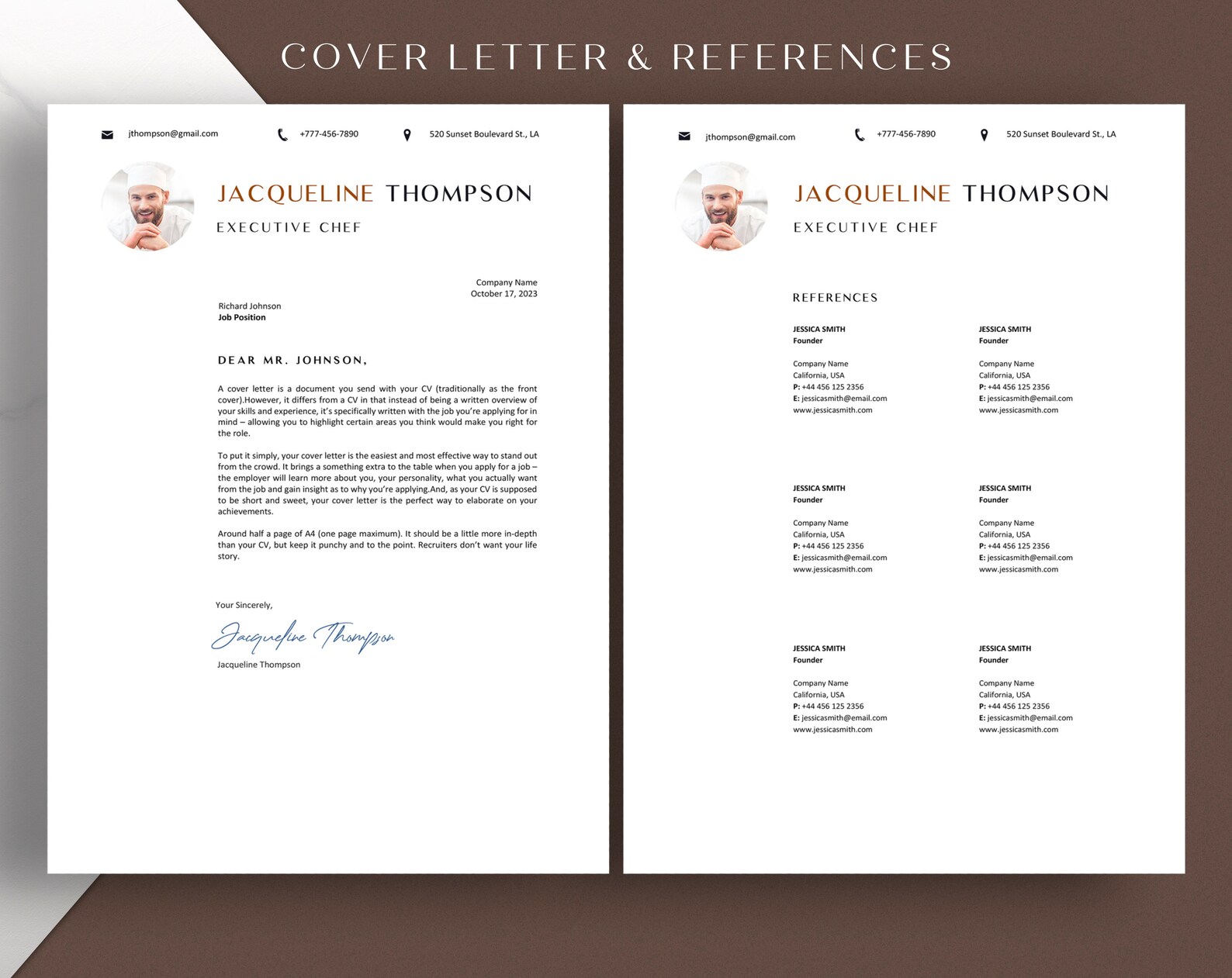 Executive Chef Resume Template Word & Mac Pages, Sous Chef Resume ...