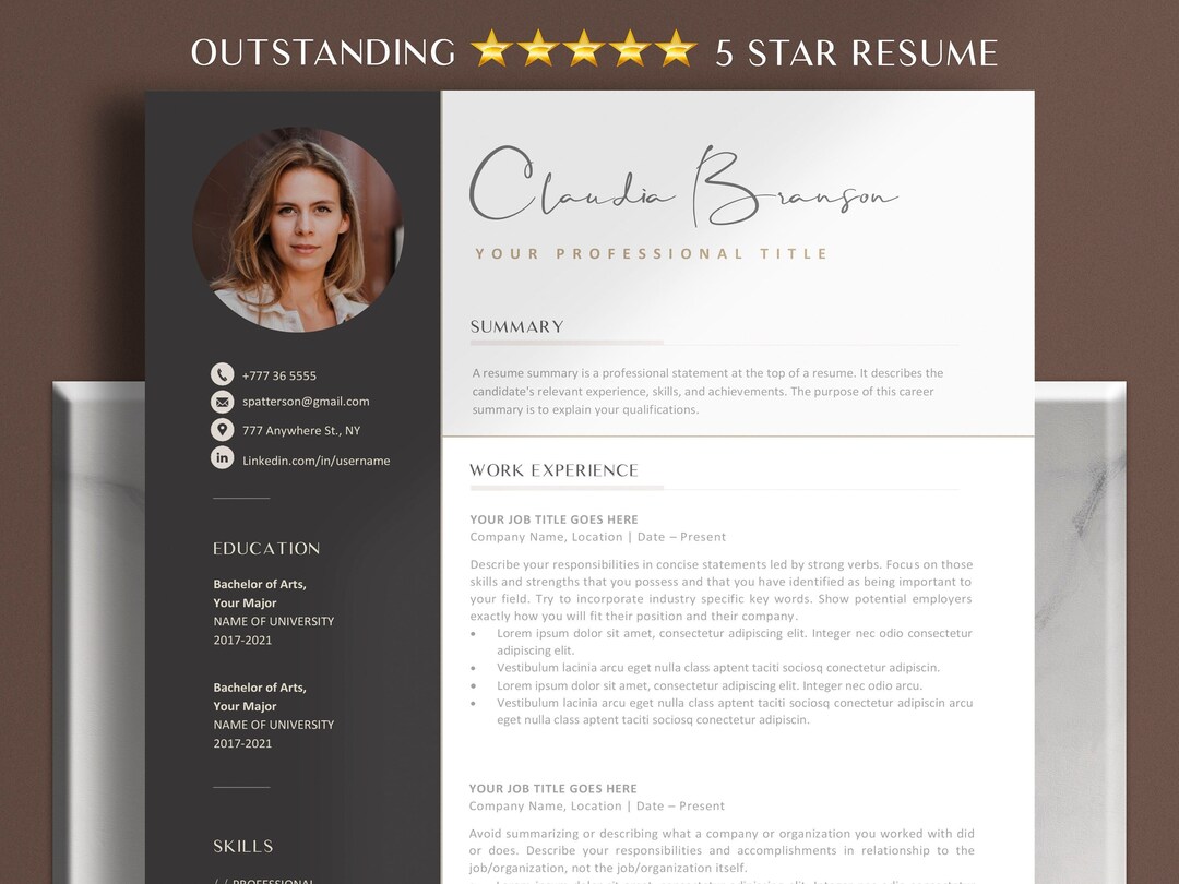 Resume Template With Photo, Professional Resume Template for Word ...
