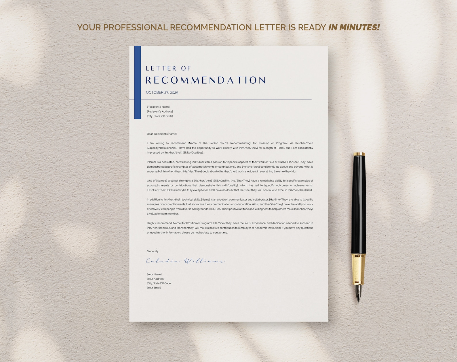 Personal Reference Letter Template Word & Apple Pages, Professional Job ...