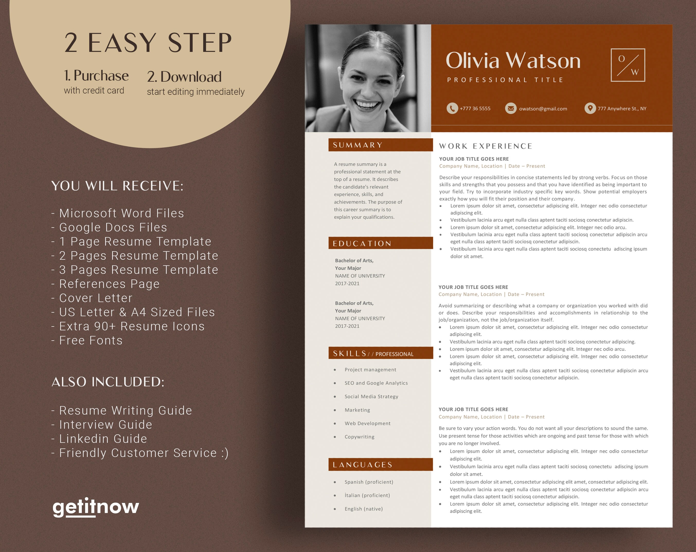 Executive Resume Template Google Docs | Modern C Level Resume Template ...