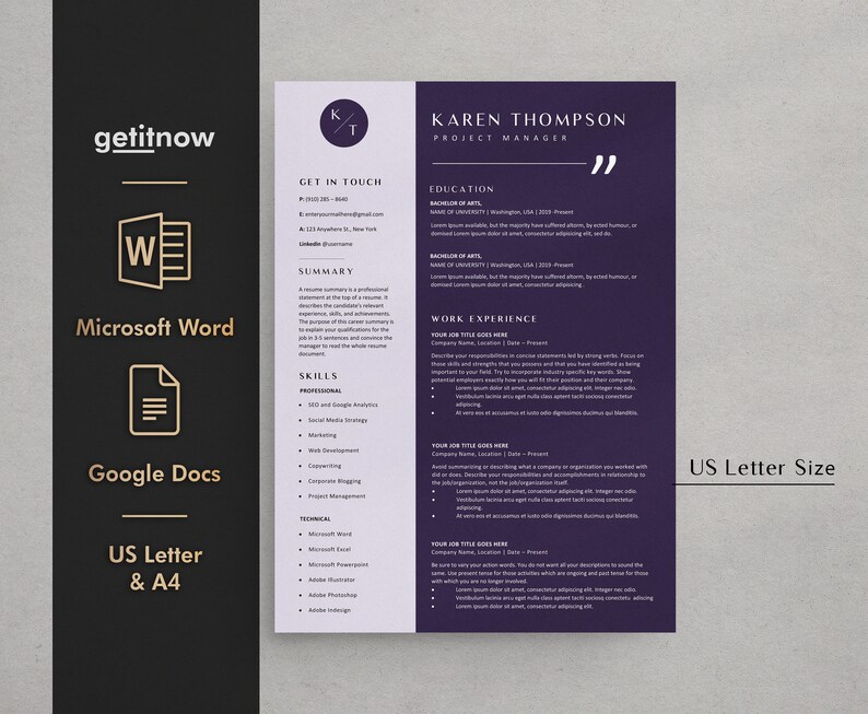 Simple Executive Resume Template Google Docs, Professional Cv Template ...
