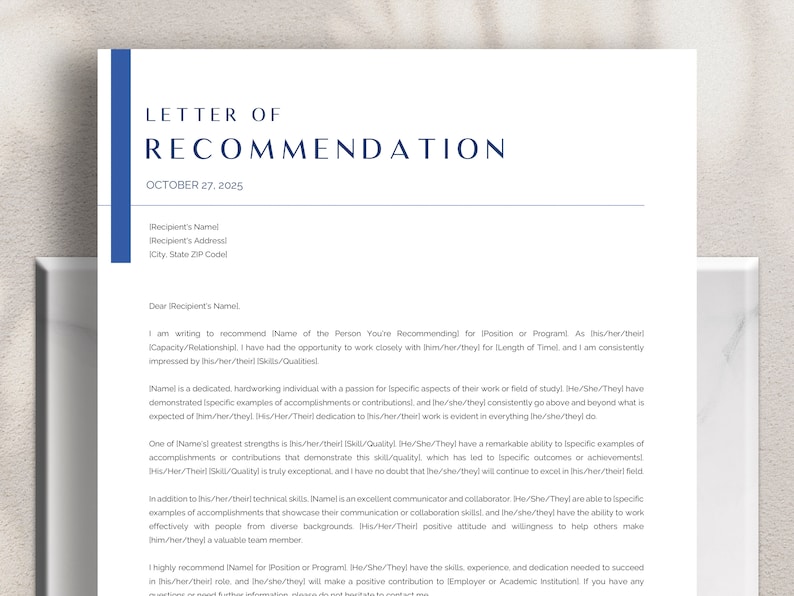 Personal Reference Letter Template Word & Apple Pages, Professional Job ...