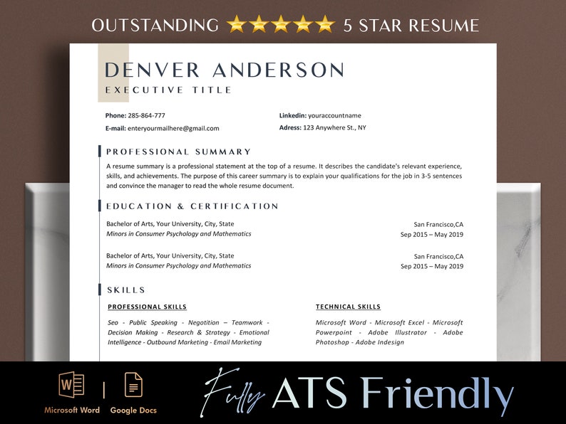 Ats Format Resume, Ats Compliant Resume Template Word, Clean Ats ...