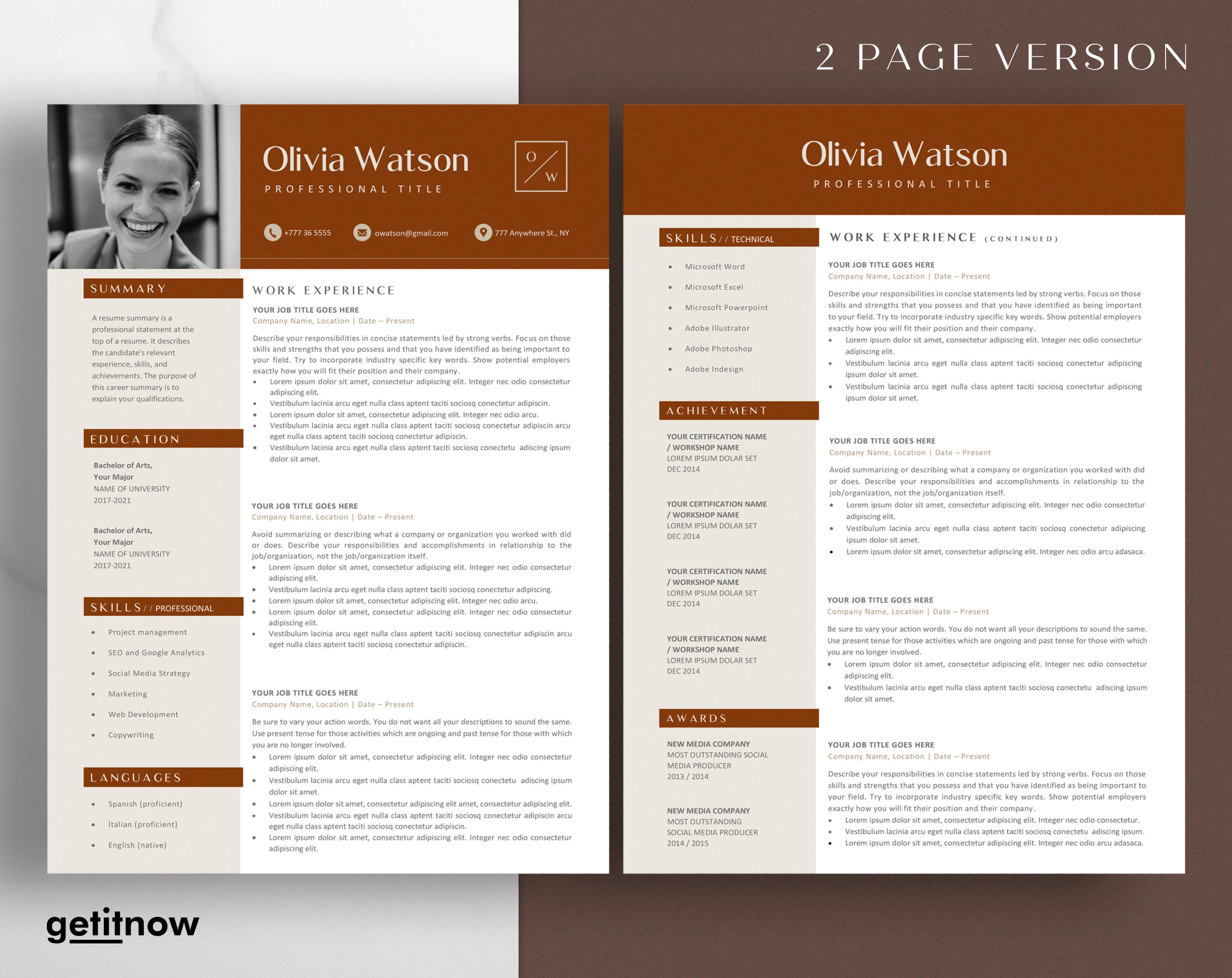 Executive Resume Template Google Docs | Modern C Level Resume Template ...