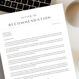 Professional Letter of Recommendation Template, Recommendation Letter ...
