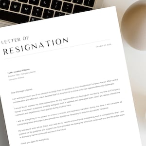 Professional Resignation Letter Template, Microsoft Word & Apple Pages ...