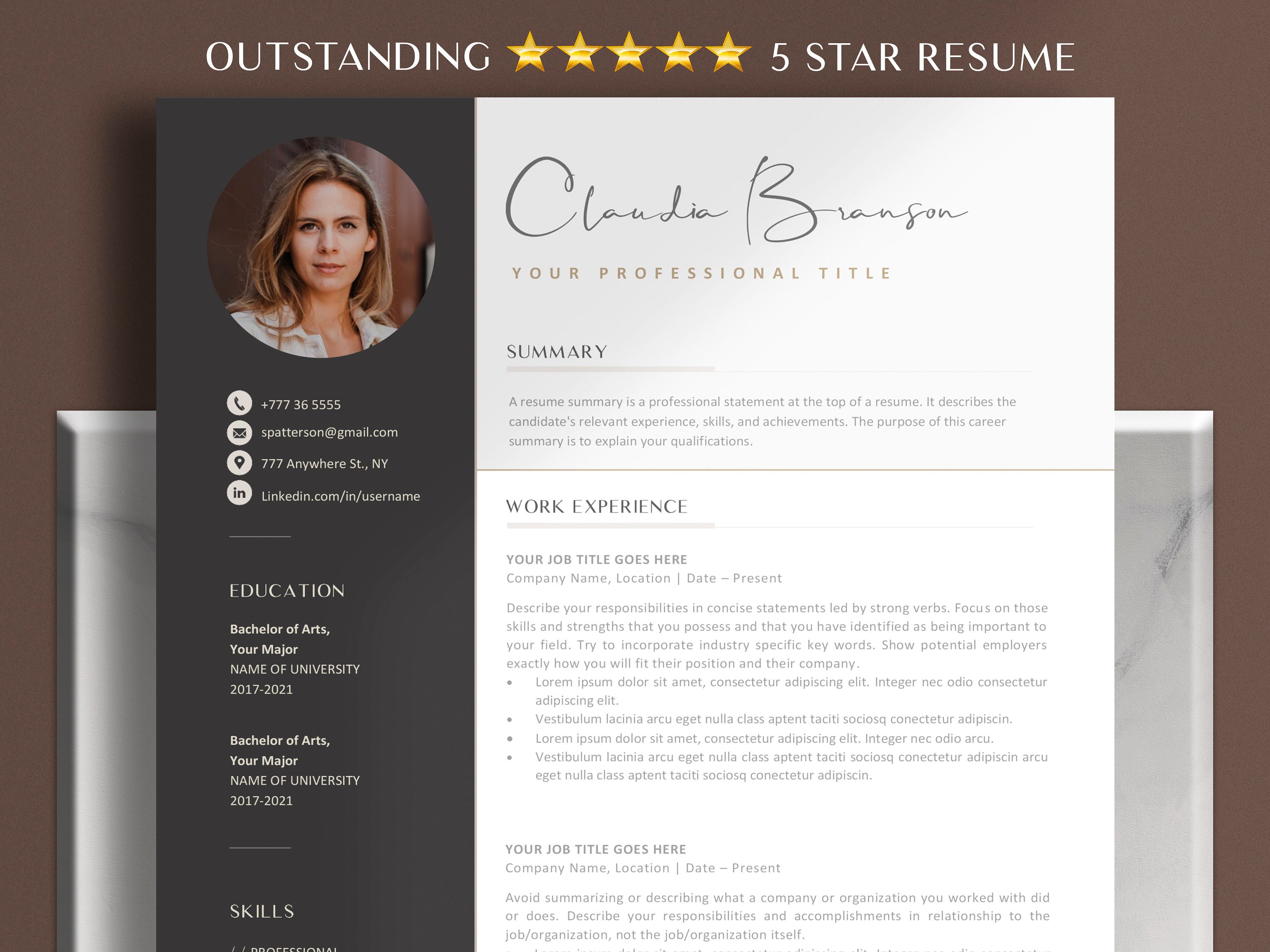 Resume Template With Photo Professional Resume Template for - Etsy