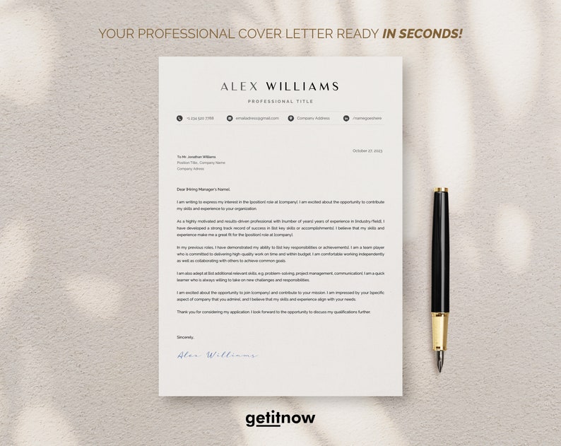 Professional Cover Letter Templates for Job Applications | Customizable ...