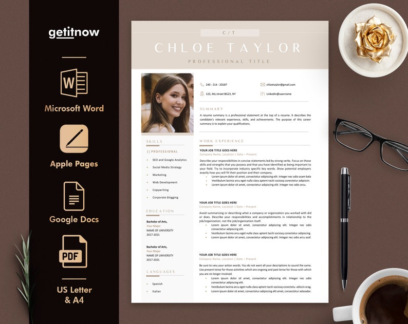 Executive Resume Template Google Docs, Word & Apple Pages, Modern 1-3 ...