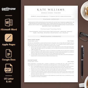 Teacher Resume Template for Word, Google Docs, Pages - Teacher Resume ...