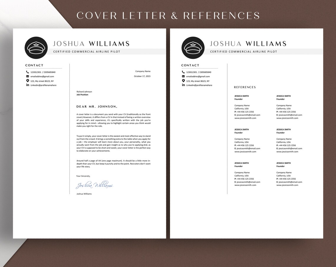 Airline Pilot Resume Template Word, Professional Commercial Pilot Cv ...