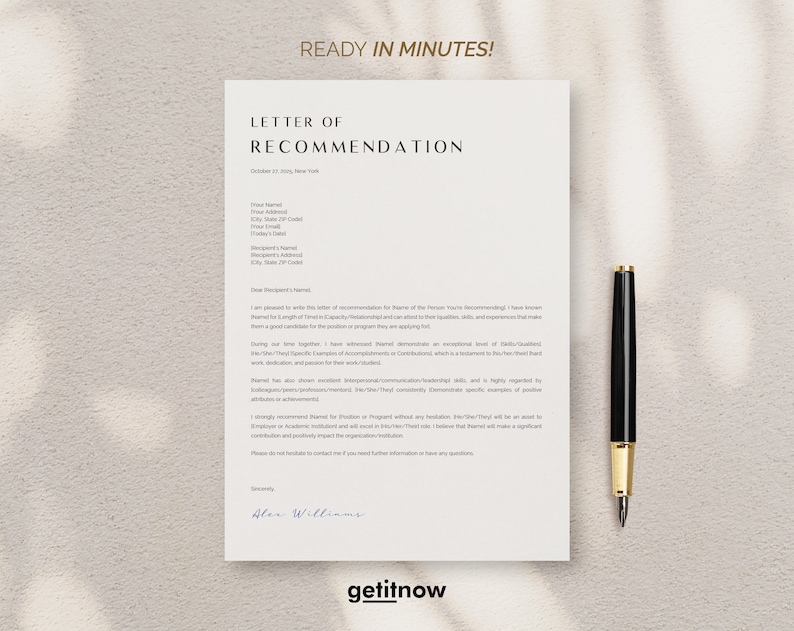 Letter of Recommendation Template Word & Pages, Professional ...